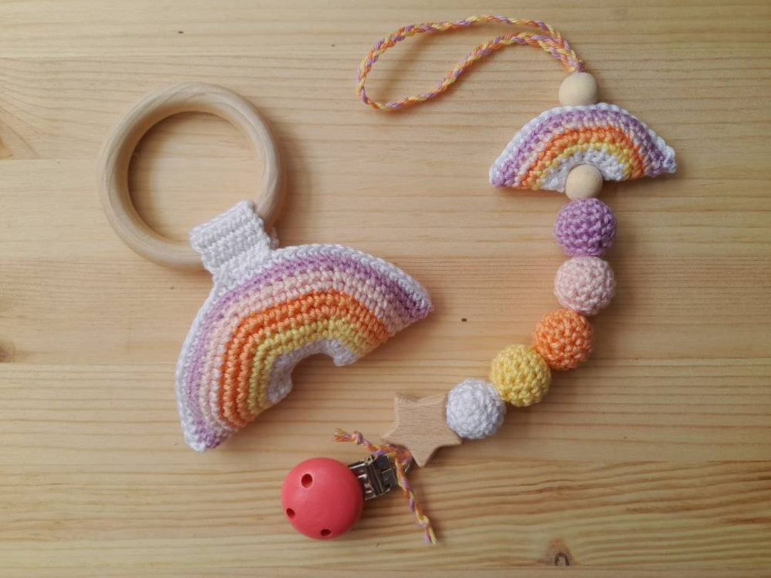 Pacifier Holder and Sensory Game Crochet Baby Set Baby Gift Baby ...