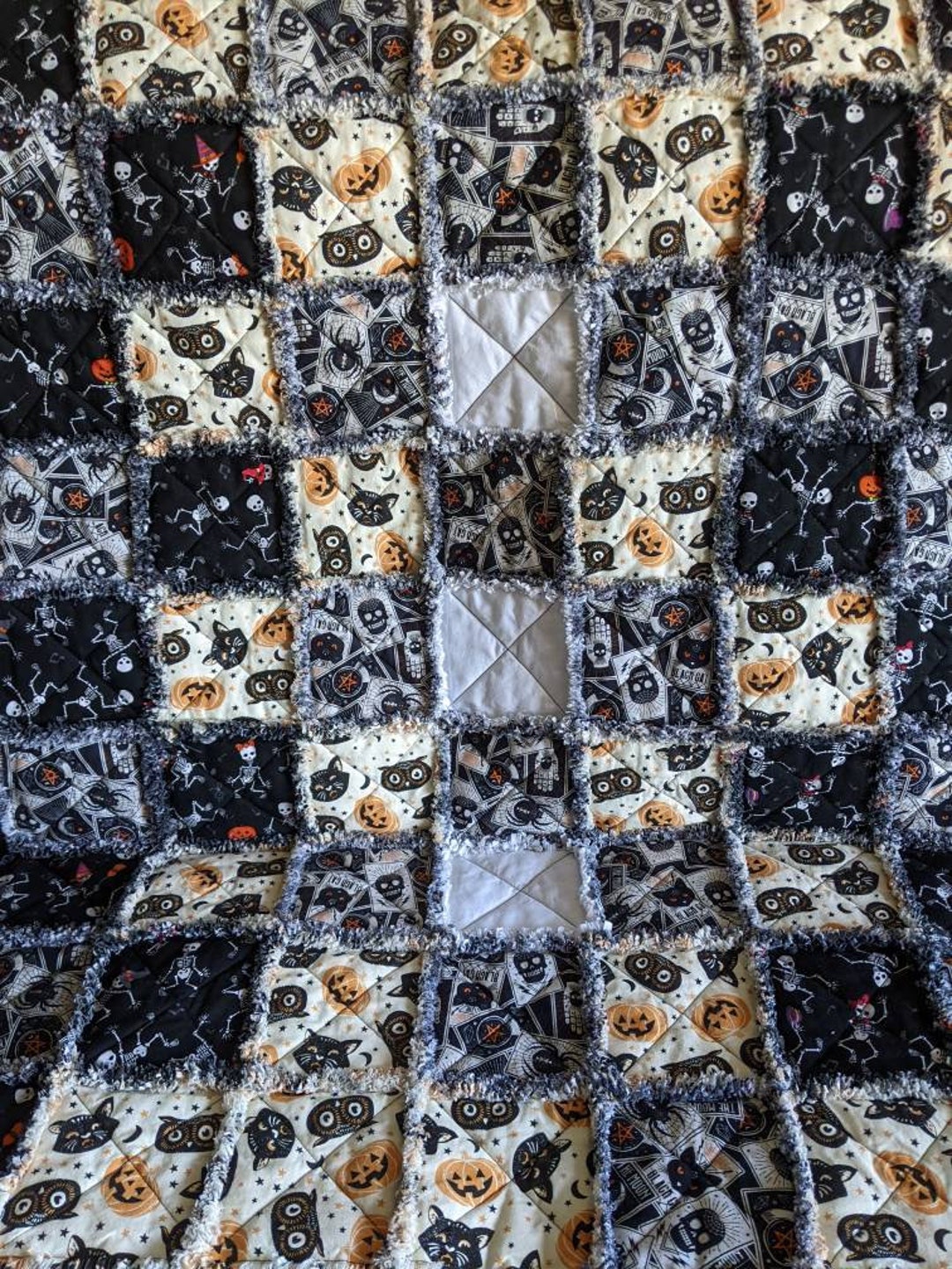 Spooky Halloween Rag Quilt, Baby Quilt, Witchy Quilt, Blanket ...