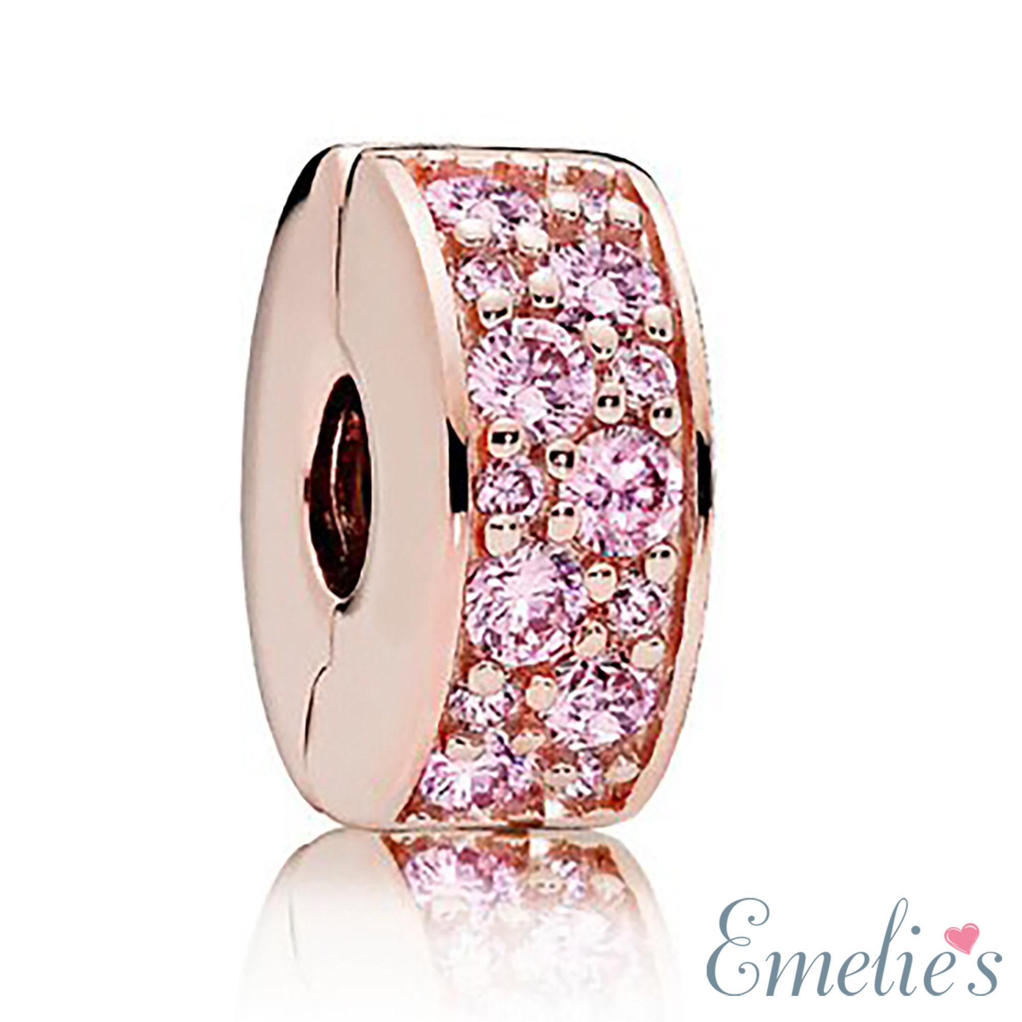 Stopper Spacer Clip Charm. Rose Gold Double Line. Stopper Charm Fits ...