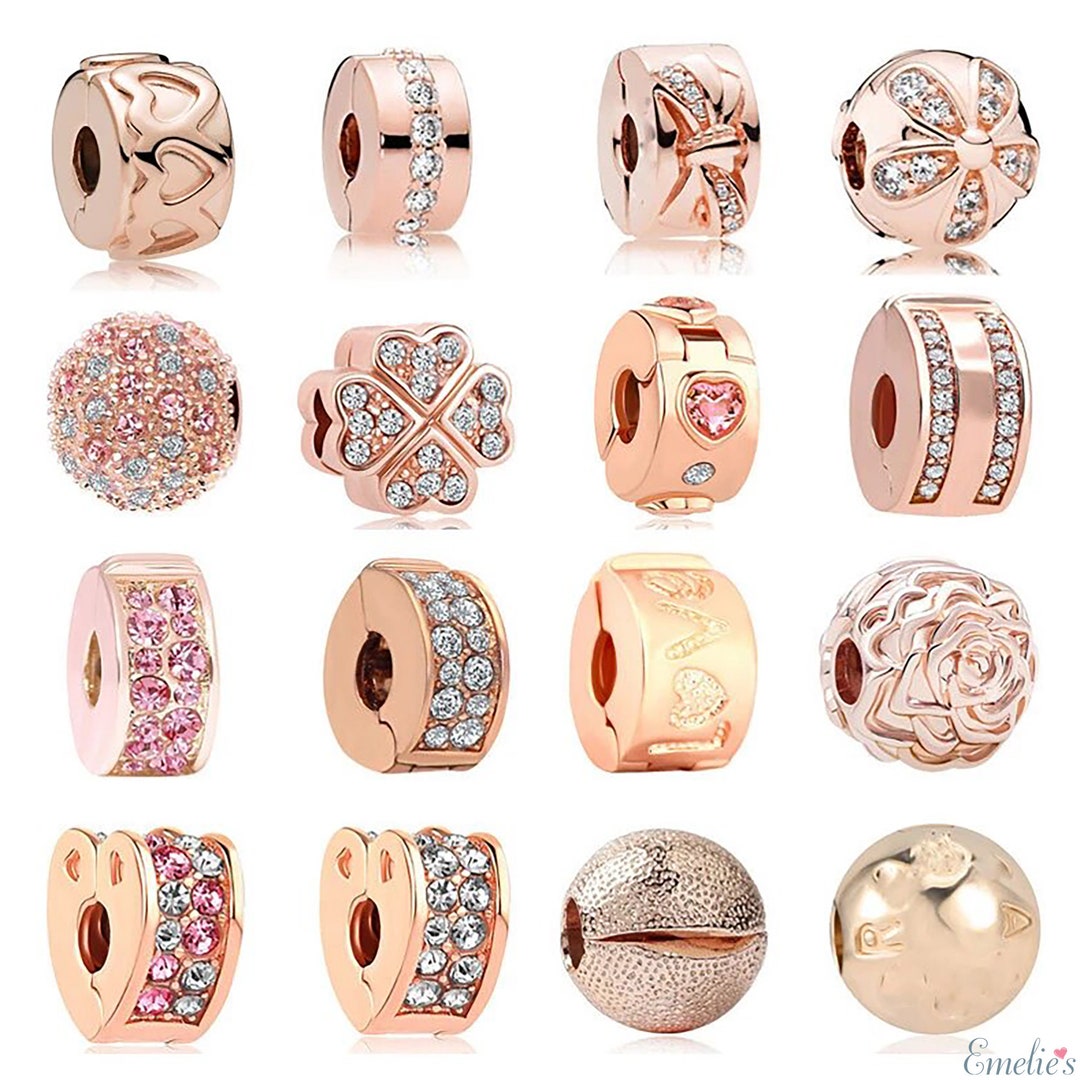 Stopper Spacer Clip Charm. Rose Gold Double Line. Stopper Charm Fits ...