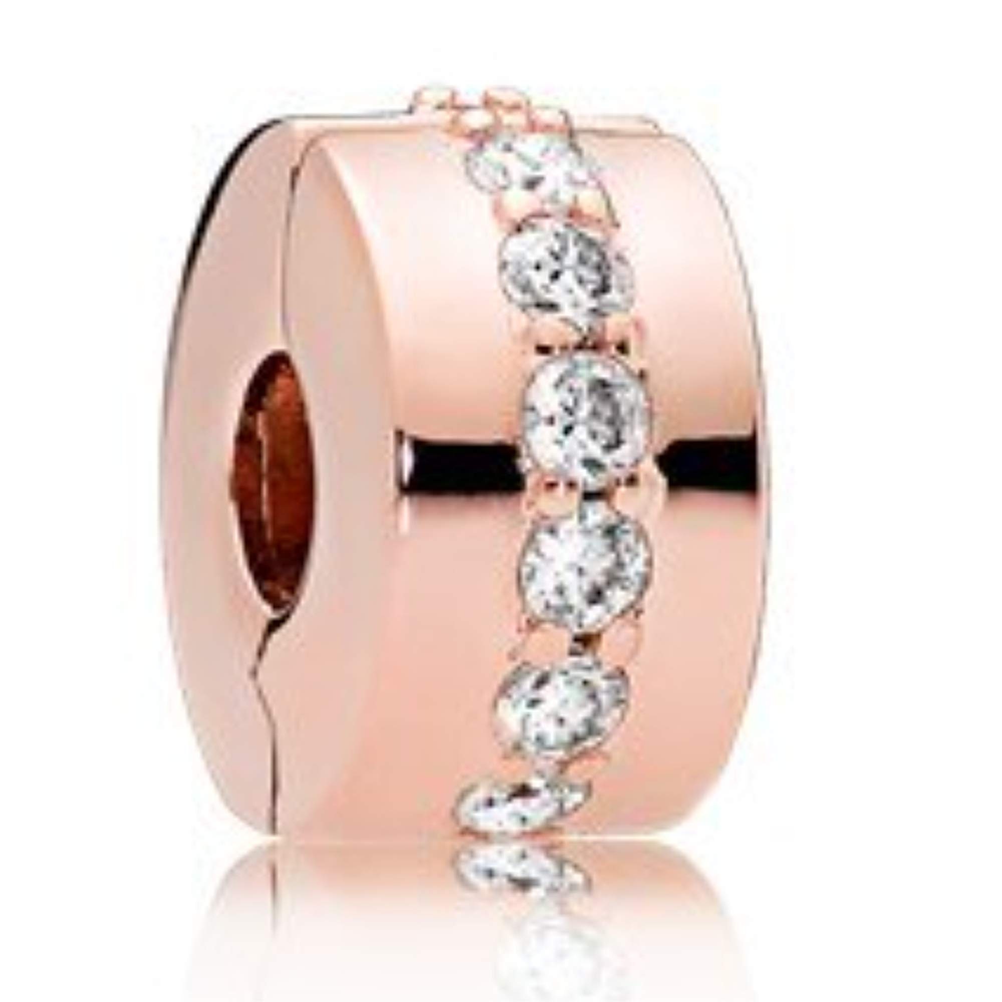 Stopper Spacer Clip Charm. Rose Gold Double Line. Stopper Charm Fits ...