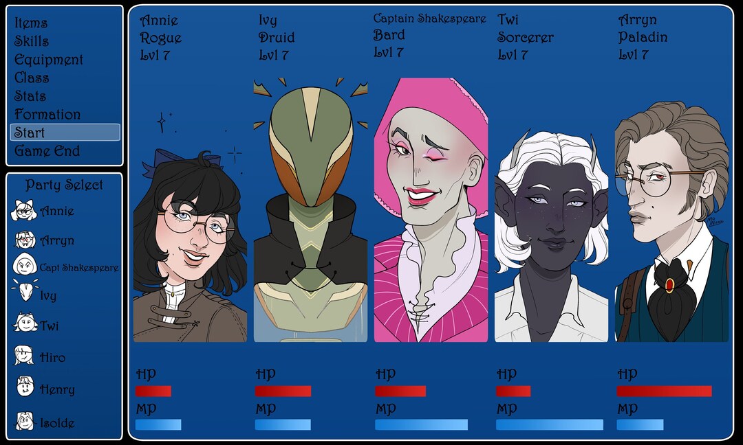 Custom Dnd / Rpg Party Select Screen Commission - Etsy