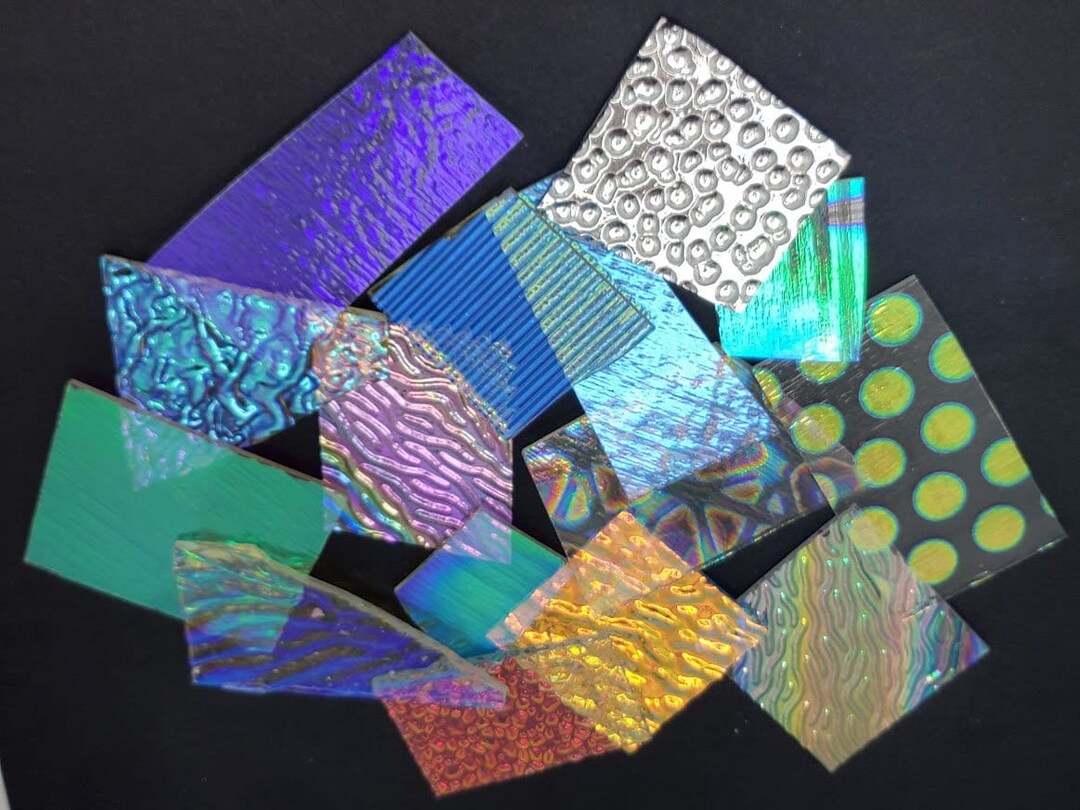 90 COE Dichroic Scrap on CLEAR Substrate 8 Ounces Glass Fusing 90COE - Etsy