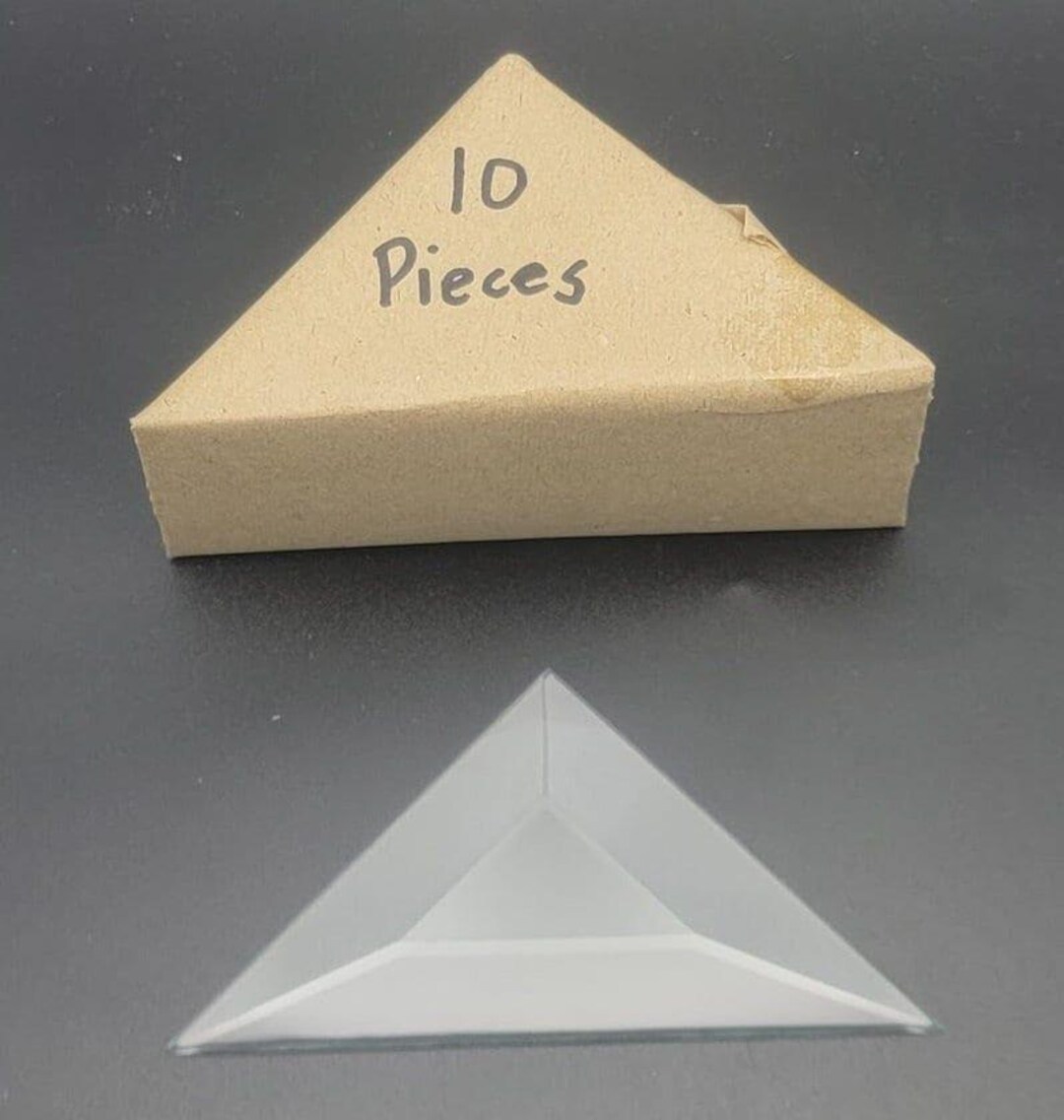 10 3x3x4.25 Inch TRIANGLE Corner Beveled Top Flat Back Bevels Stained ...