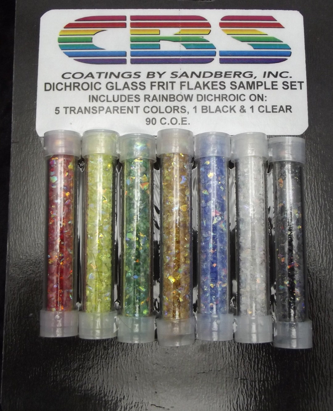 Dichroic Frit Flakes 90 COE Sample Pack 7 1/4 Oz Tubes Glass Rainbow ...
