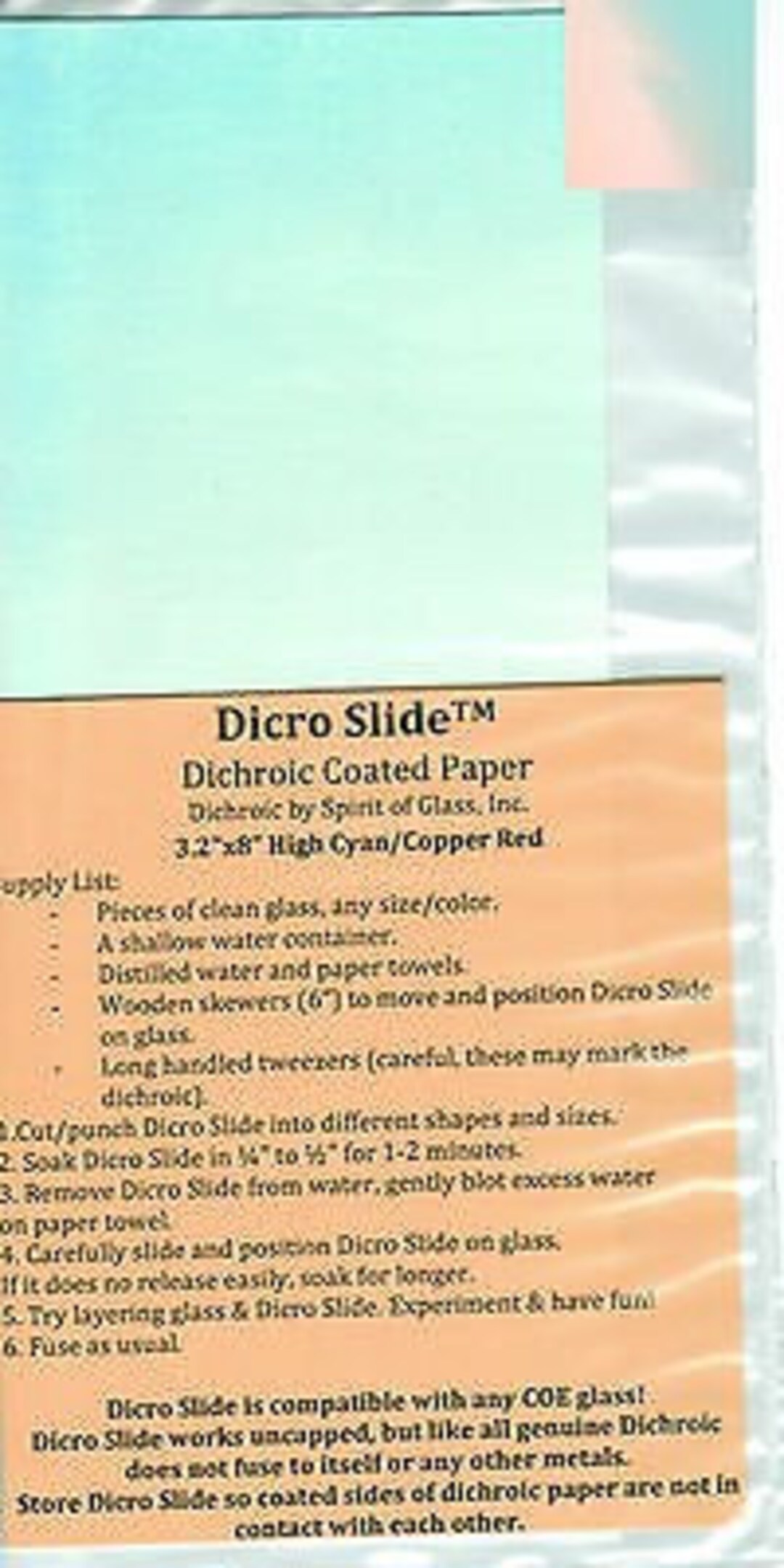 Full Sheet Dicro Slide Dichro Dichroic Coated Paper High Cyan Shifts to ...