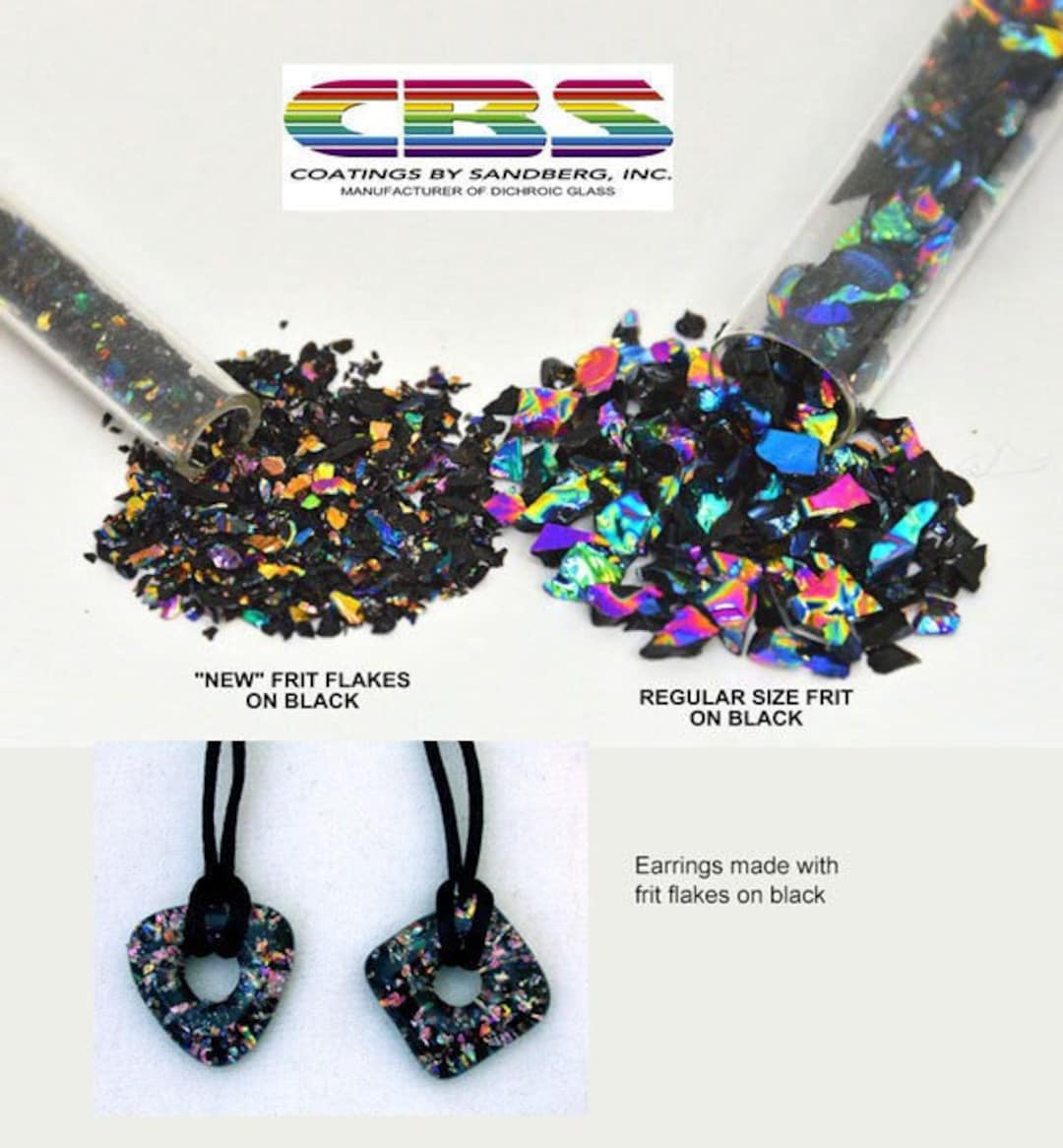 Dichroic Frit Flakes Rainbow on Black CBS One Ounce Tube Glass - Etsy