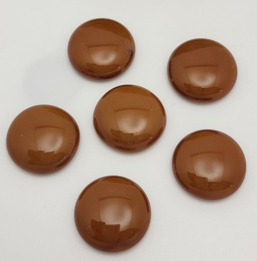 Chestnut Brown Opal Glass Circles SIX Pieces Large Handmade Design ...