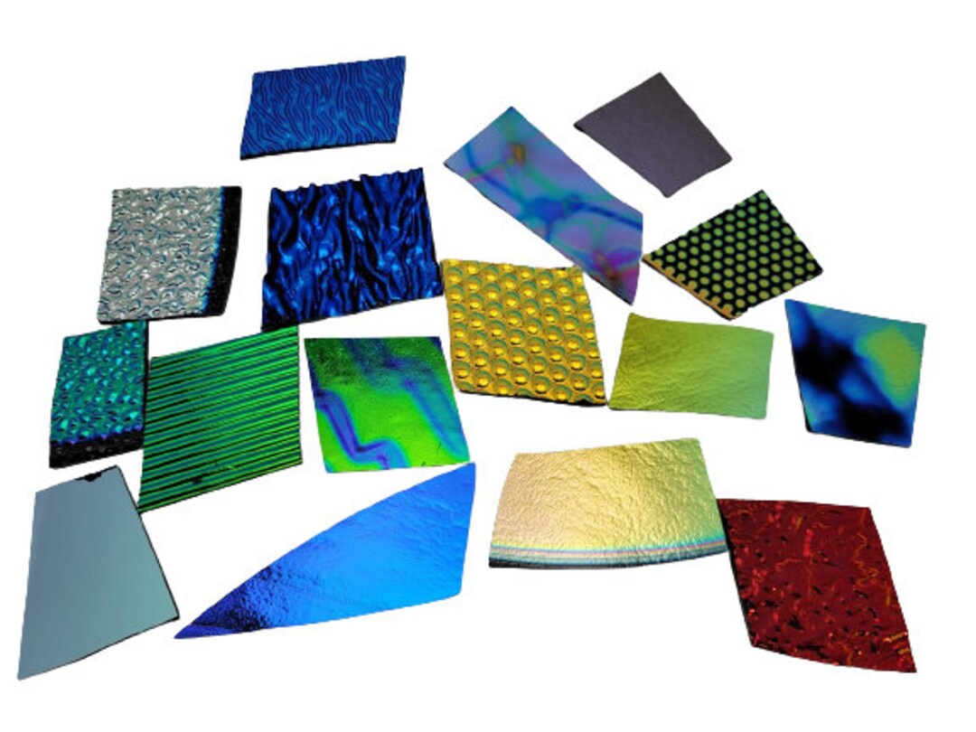 DICHROIC GLASS 1/2 Lb Mix Color Texture on Black 90 COE Each Pack is ...
