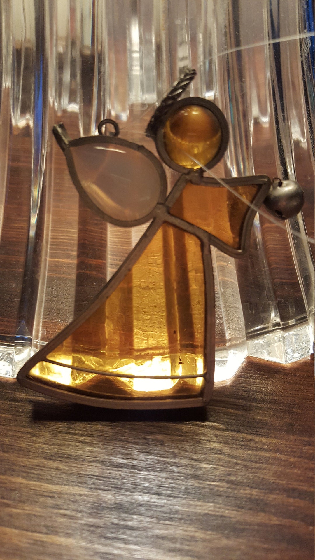 Vintage 4 Inch Amber Angel With Halo and Ringing Bell Suncatcher - Etsy