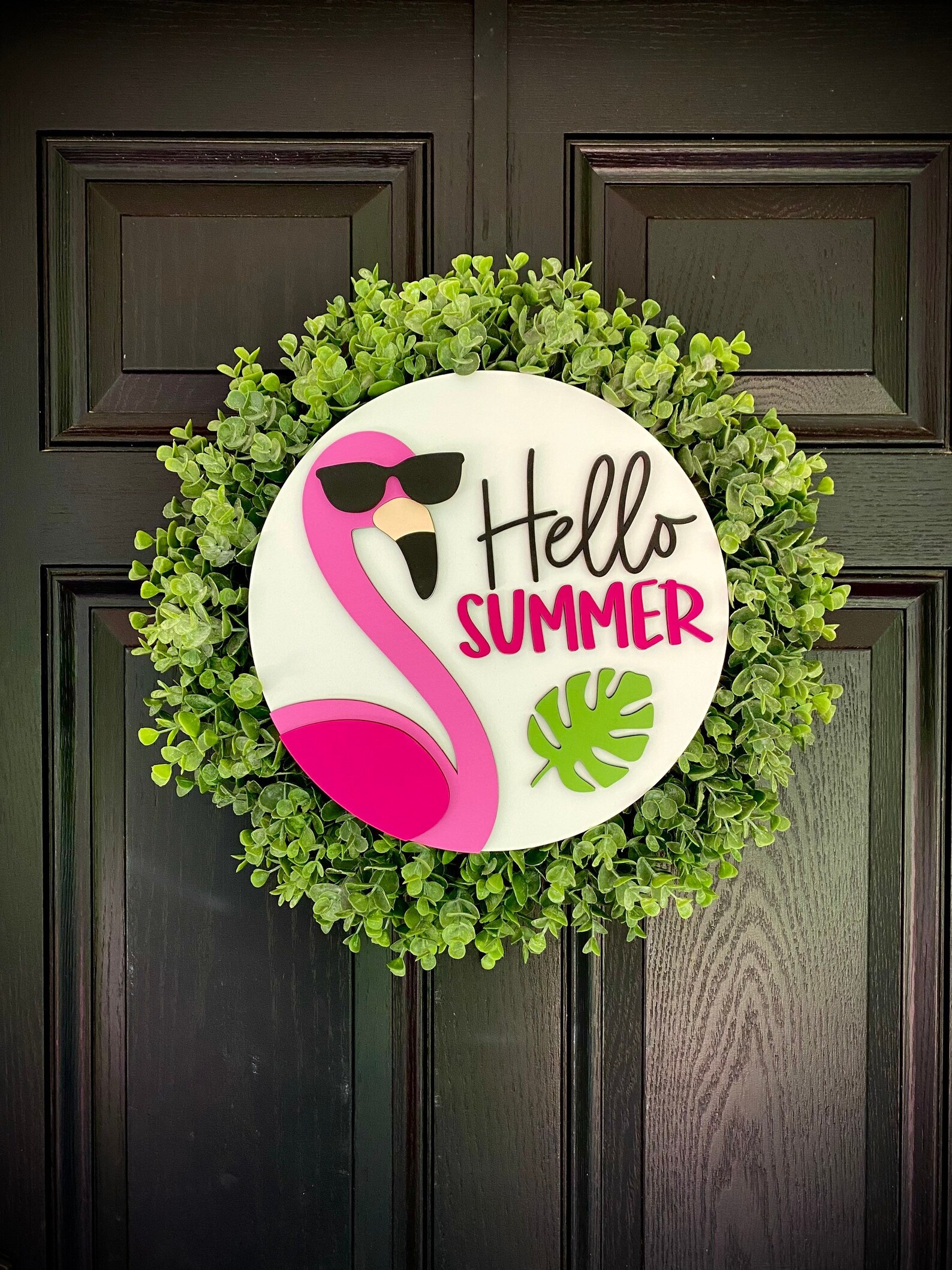 Hello Summer Flamingo Door Sign - Etsy
