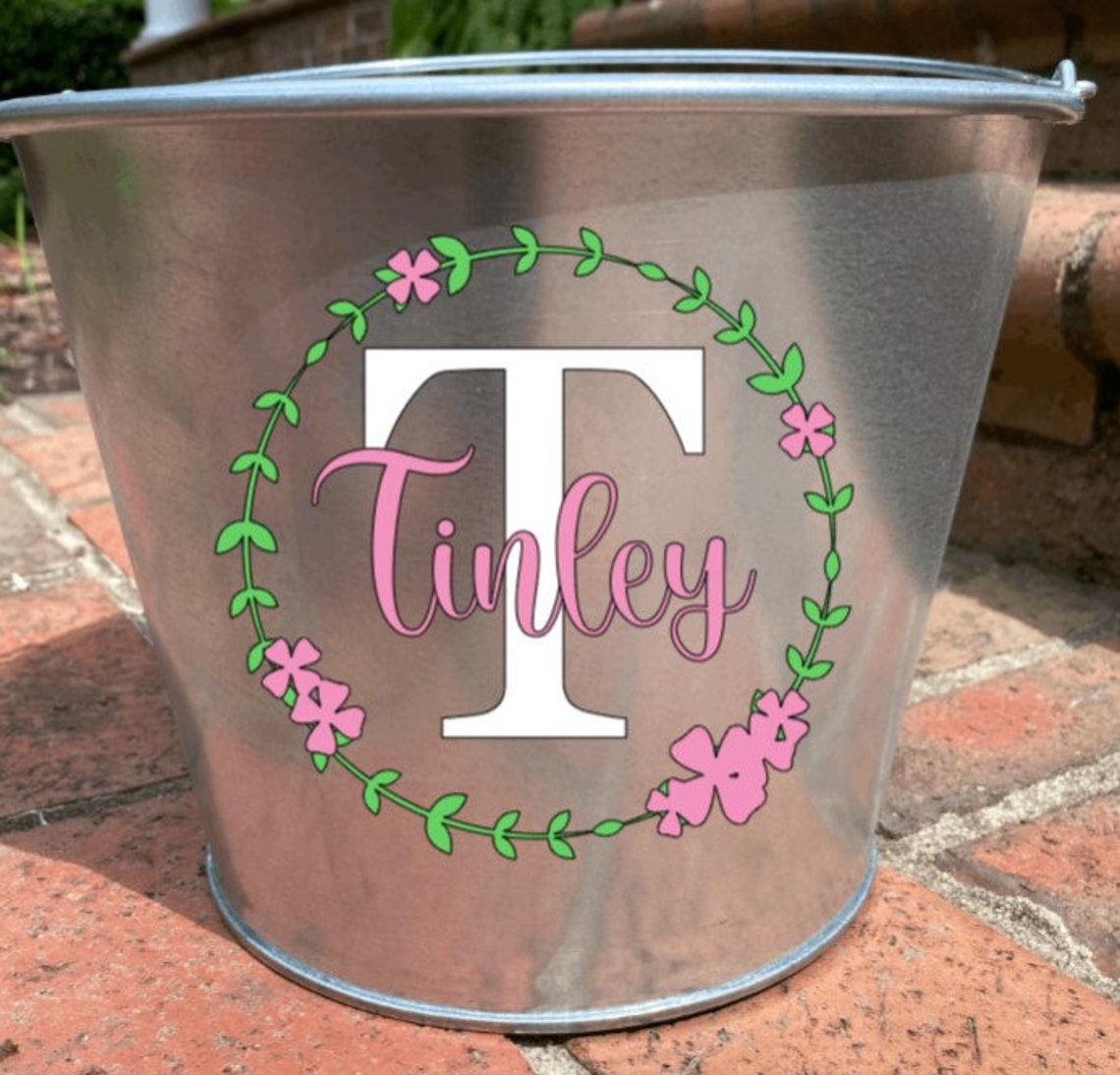 Monogram Baby Gift Basket Bucket, Personalized Birthday Basket, Baby ...
