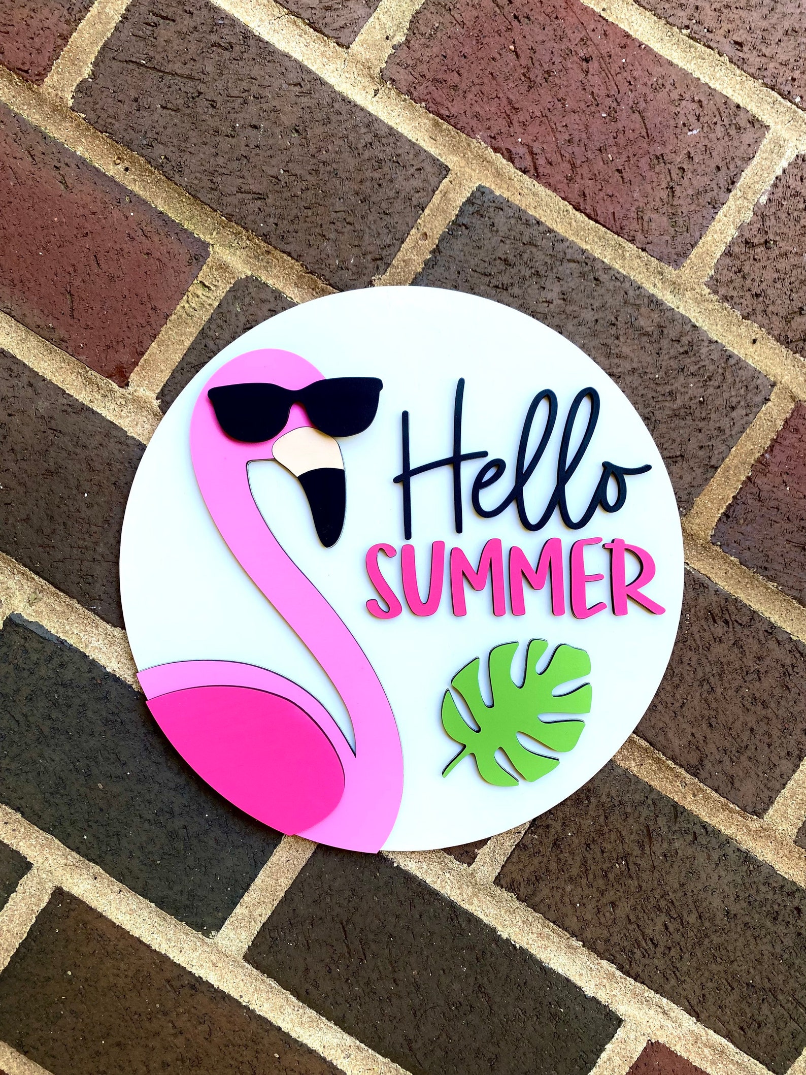 Hello Summer Flamingo Door Sign - Etsy