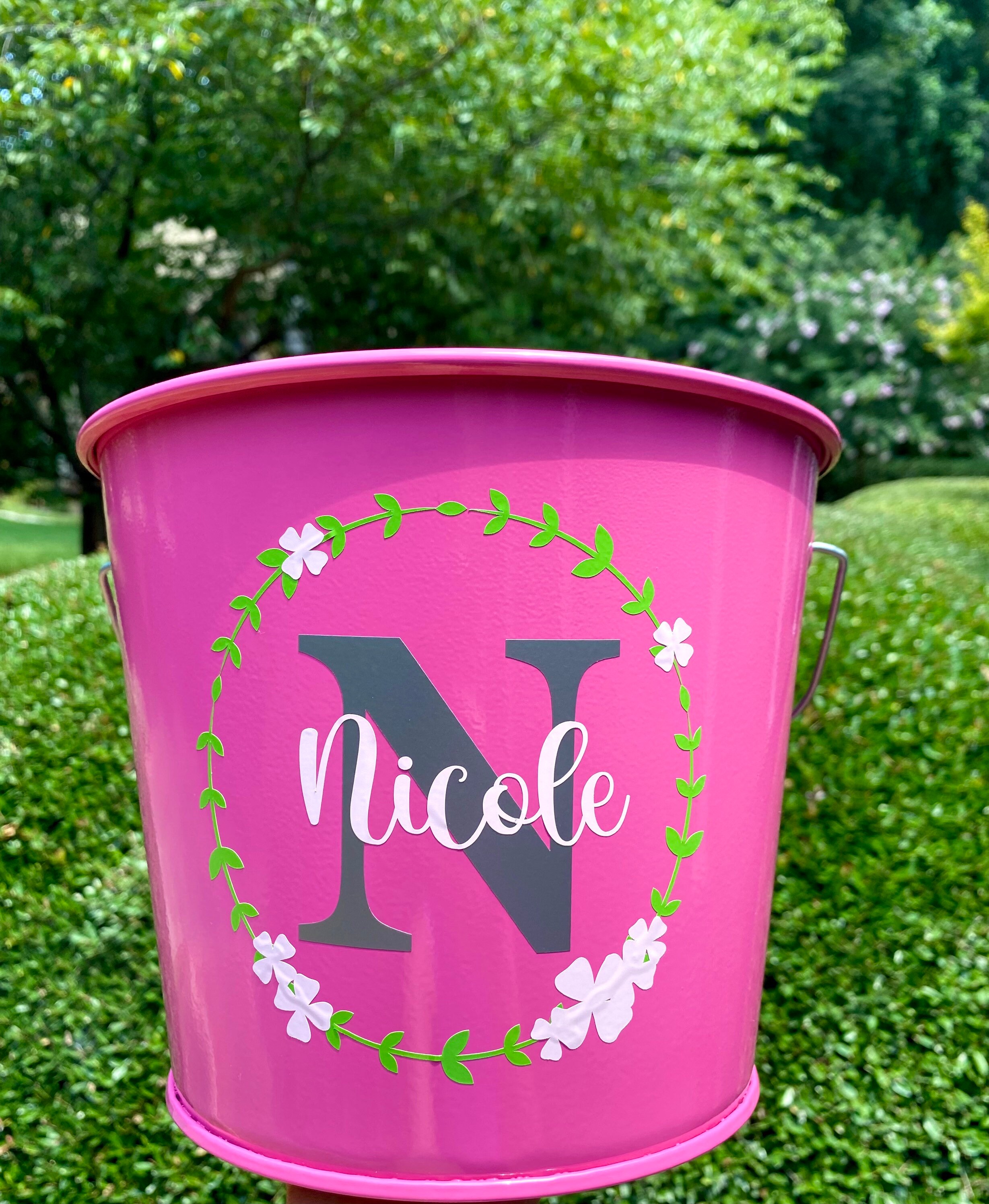 Monogram Baby Gift Basket Bucket, Personalized Birthday Basket, Baby ...