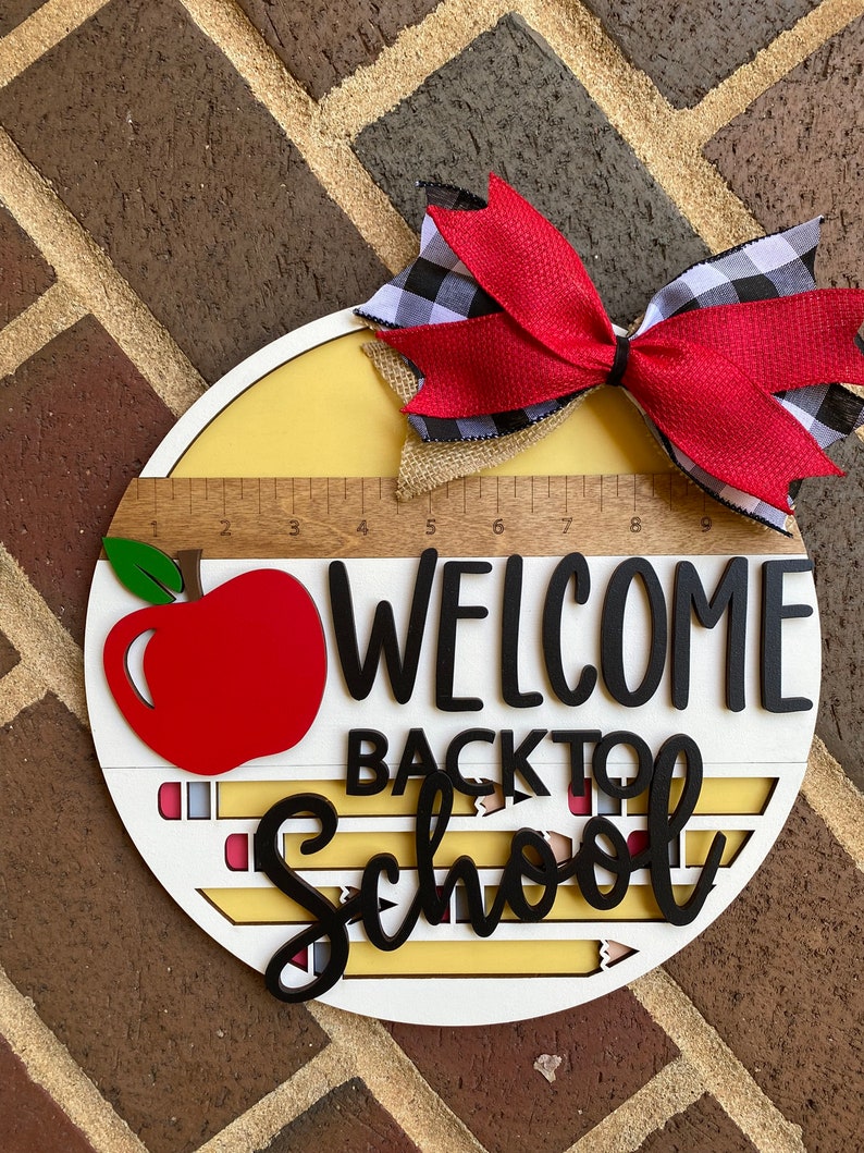 Classroom Welcome Back to School Door Sign Teacher Apple - Etsy