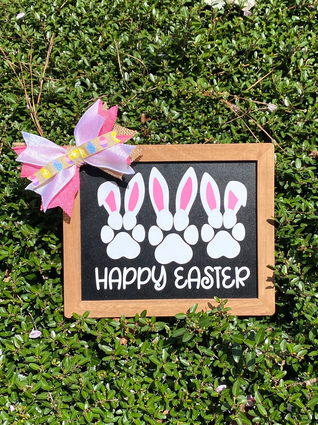 Dog Paw Happy Easter Sign, Bunny Ears Personalized Dog Decor, Spring ...