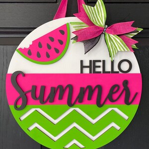 Hello Summer Watermelon Door Sign, Door Hanger Decor, Pool Party ...