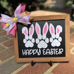 Dog Paw Happy Easter Sign, Bunny Ears Personalized Dog Decor, Spring ...