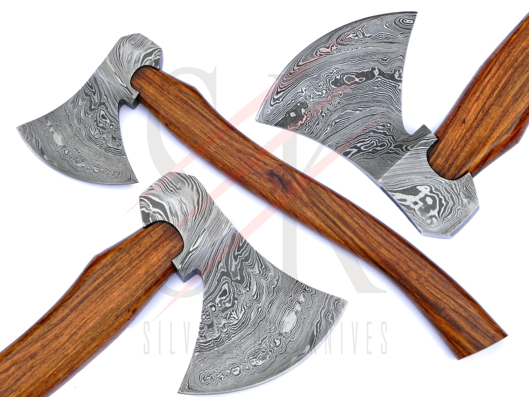 Damascus Steel Axe / Hatched Custom Hand Forged Tomahawk Rose - Etsy