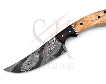 Damascus Dagger With Beautiful Bull Horn Handle and Leather - Etsy