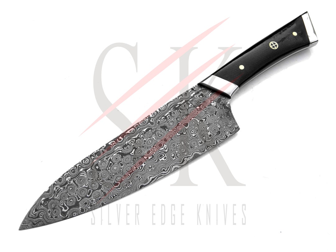 Damascus Steel Chef Knife Kitchen Knife Custom Handmade Micarta Handle ...