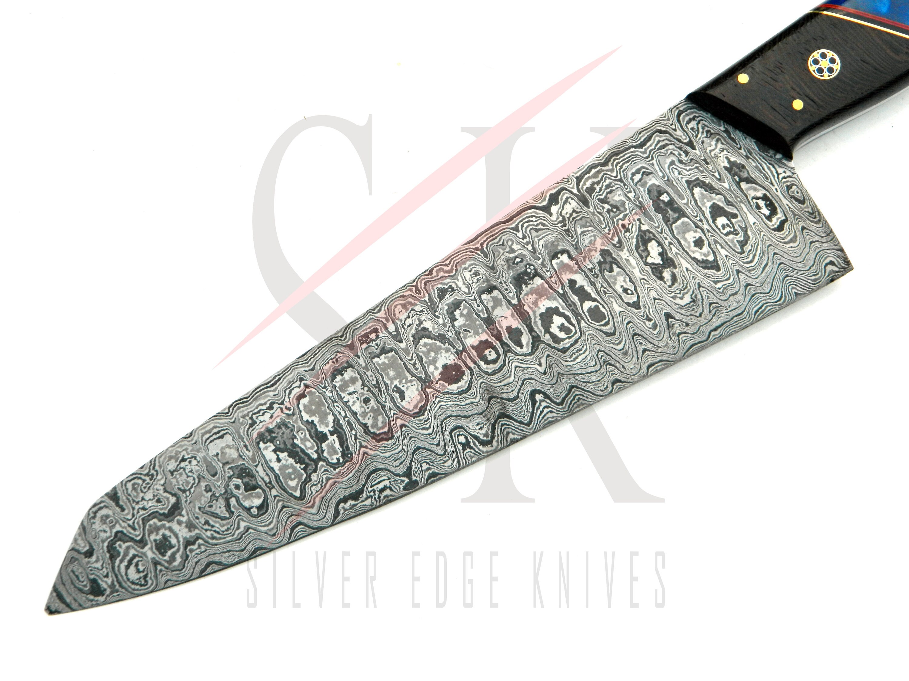 Damascus Steel Kitchen Chef Knife Custom Handmade Rose Wood | Etsy