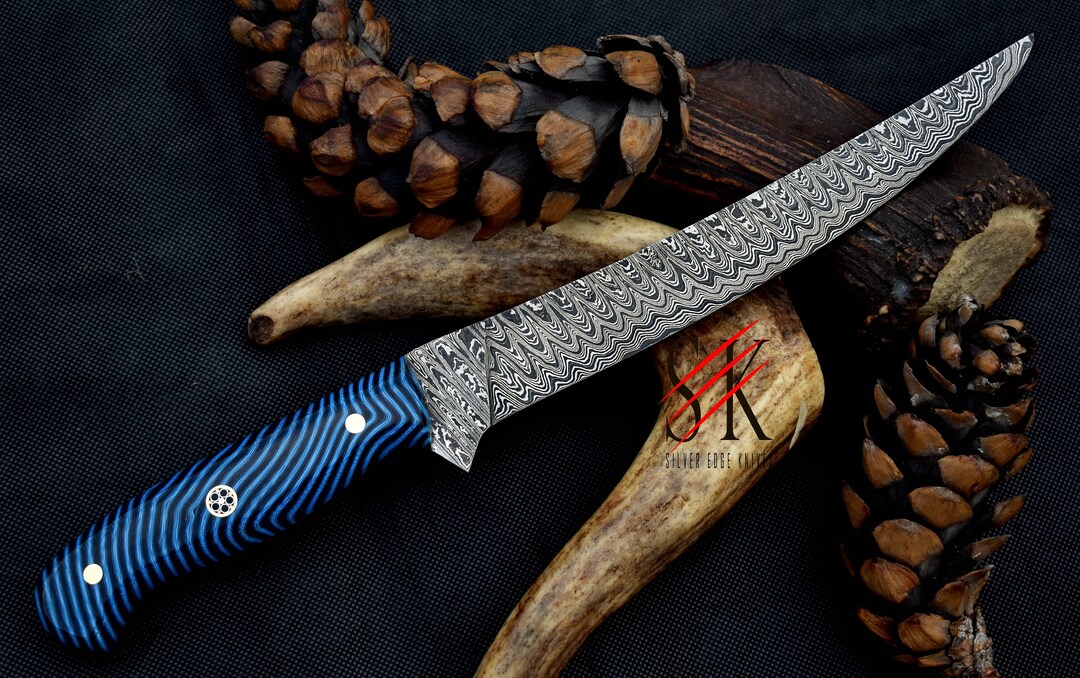Damascus Steel Fillet Knife Kitchen Chef Knife Custom Handmade Fish ...