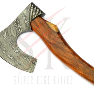 Damascus Steel Axe / Hatched Custom Hand Forged Tomahawk Rose Wood ...