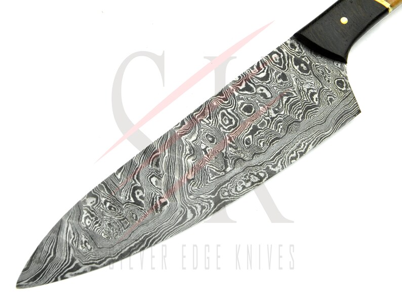 Damascus Steel Kitchen Chef Knife Hammered Custom Handmade - Etsy