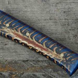 Damascus Steel Kitchen Chef Knife Hammered Custom Handmade Blue Pine ...