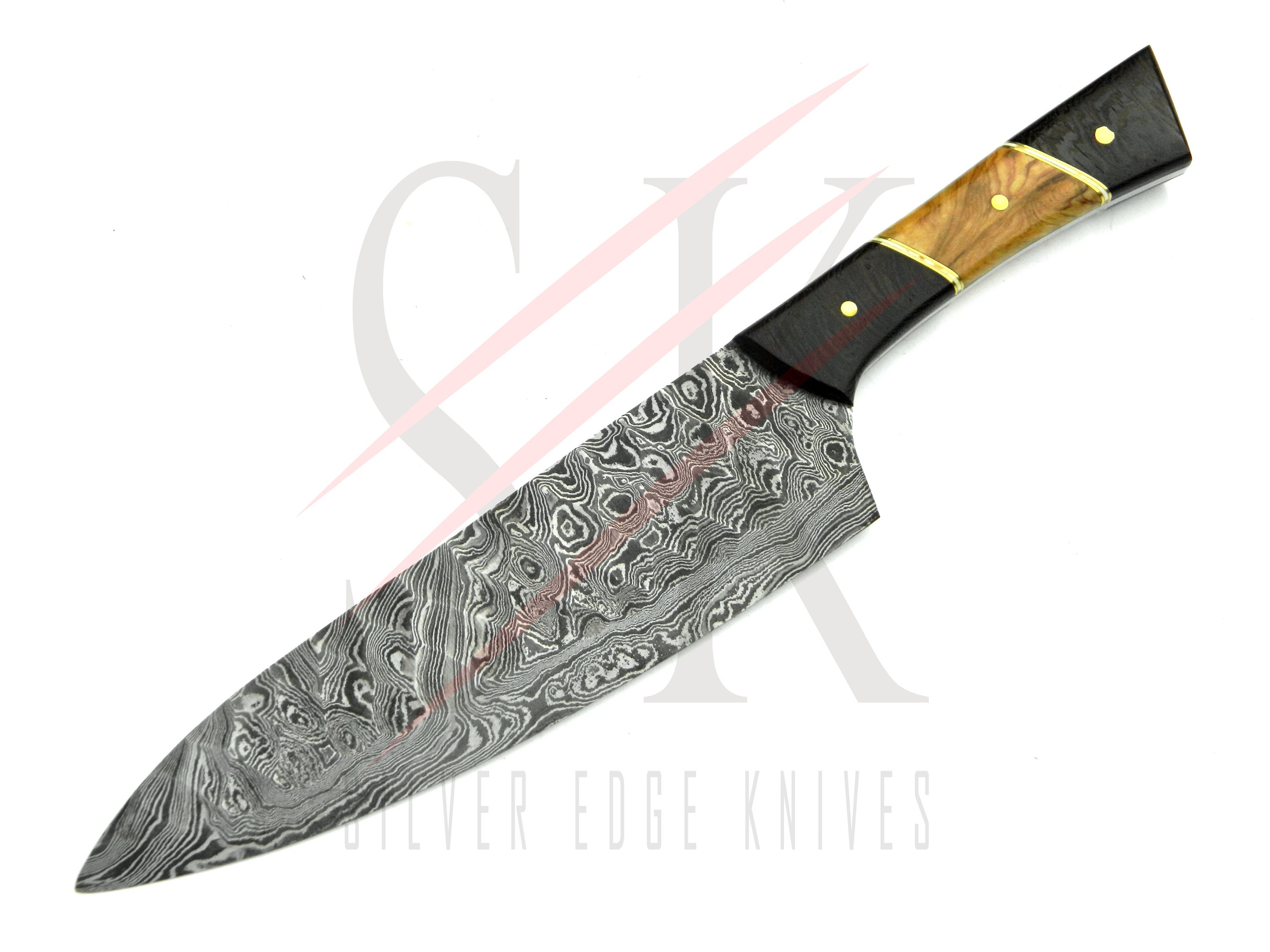 Damascus Steel Kitchen Chef Knife Hammered Custom Handmade | Etsy