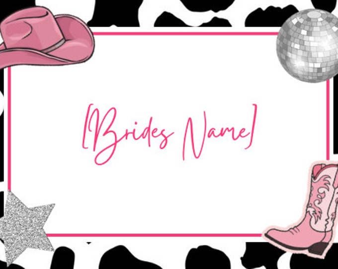 Disco Cowgirl Name Tags, Digital Download, Customizable Template ...