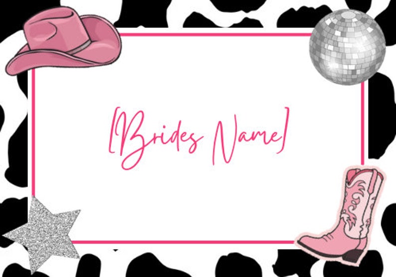 Disco Cowgirl Name Tags, Digital Download, Customizable Template ...