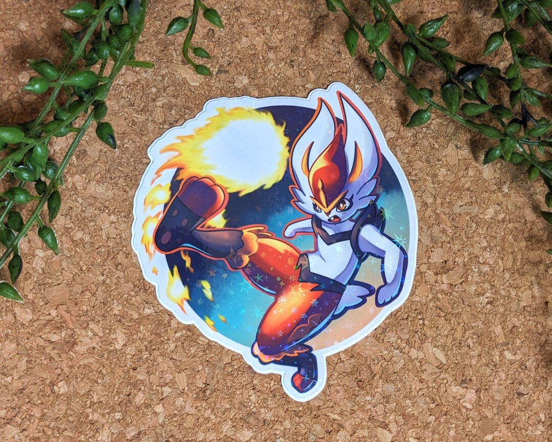 Pokemon - Cinderace Sparkle Vinyl Sticker - Etsy