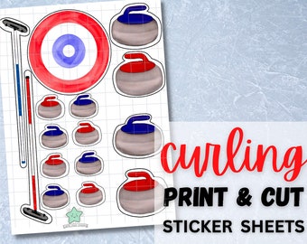 Print & Cut Stickers Sheet | Ice Fishing | Winter | Printable Digital ...