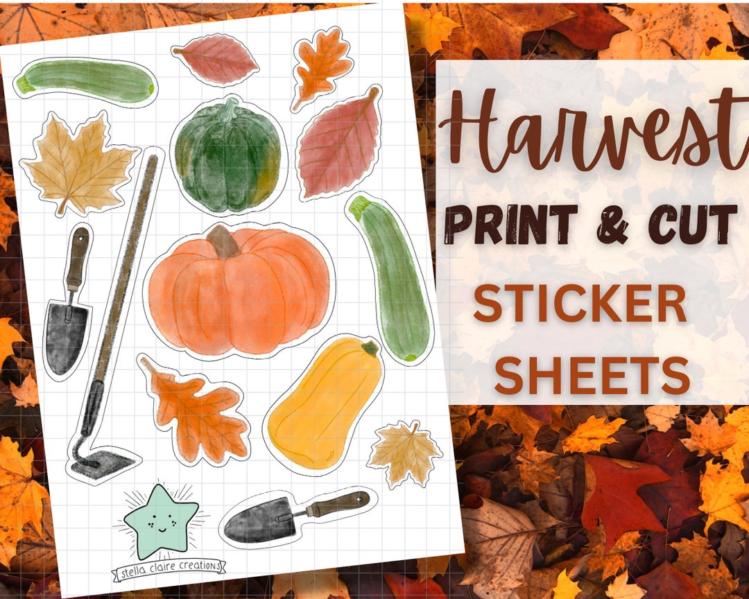 Print & Cut Stickers Sheet | Autumn Harvest | Garden | Printable ...