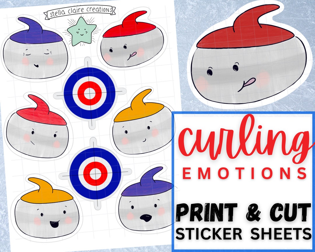 Print & Cut Stickers Sheet | Curling Emotions | Winter Sports ...