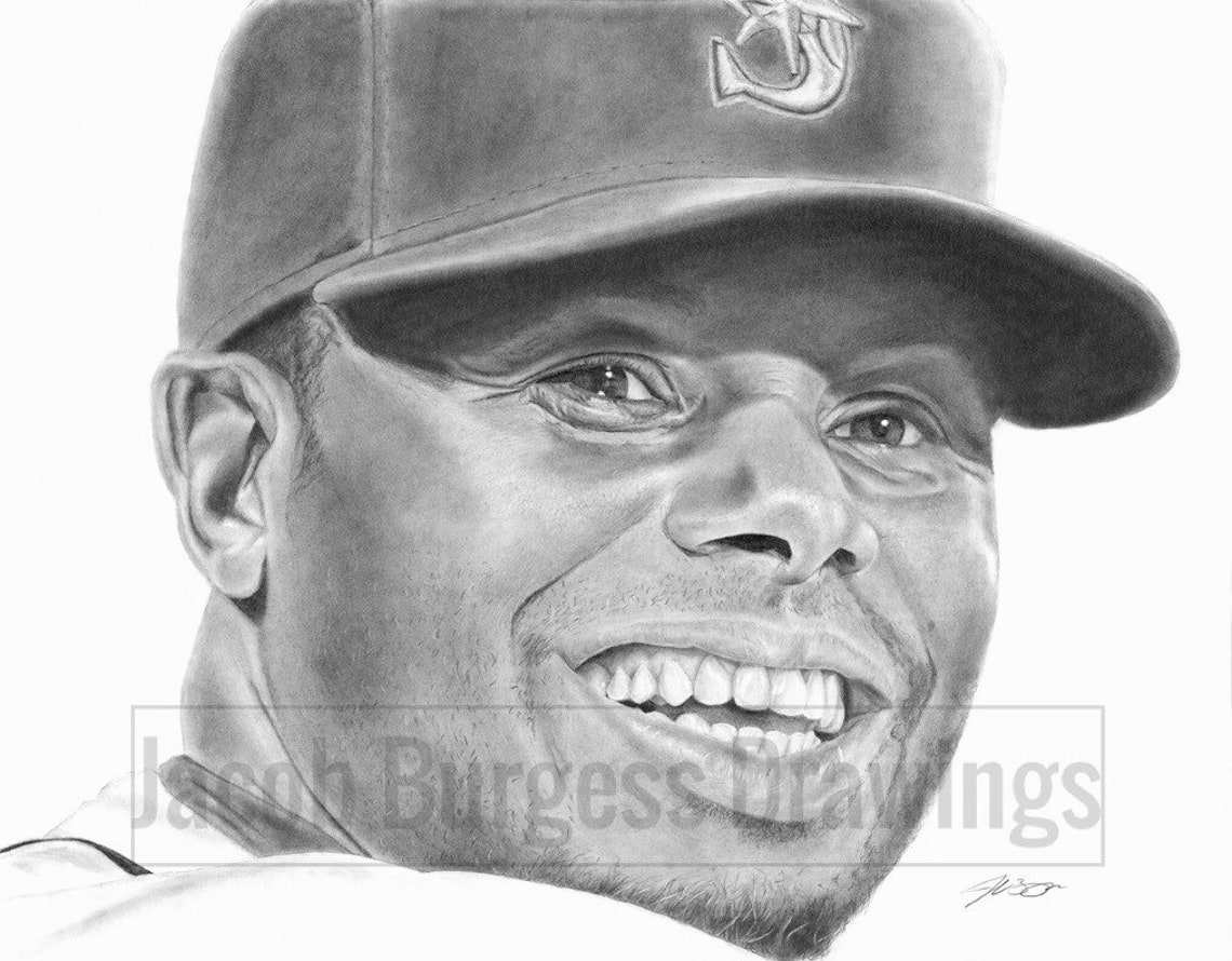 Ken Griffey Jr Pencil Drawing Print 11x14 Numbered - Etsy