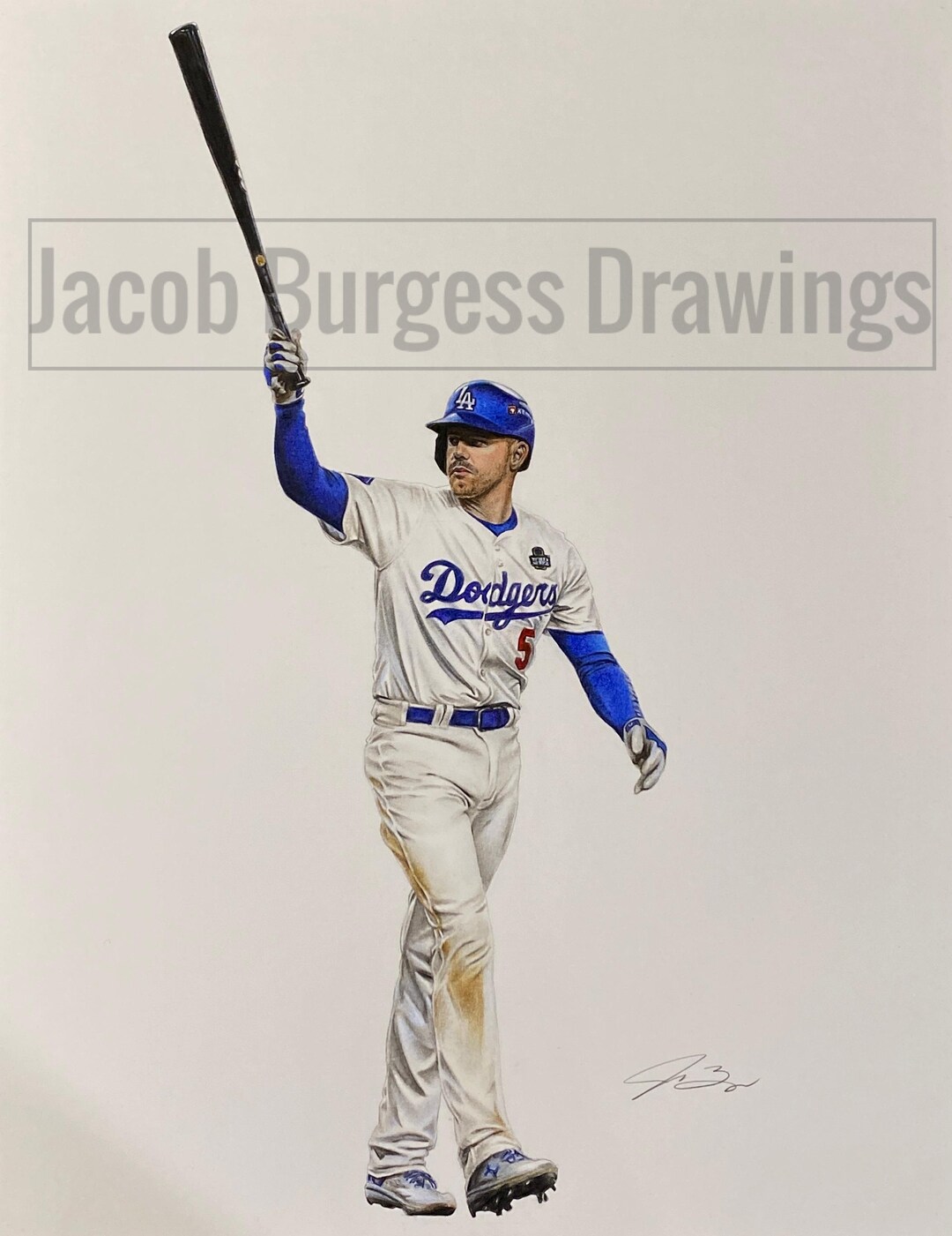 Freddie Freeman Original Colored Pencil Drawing, Not a Print 11x14 Size ...