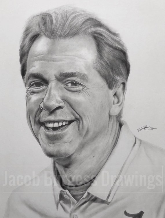 Nick Saban Pencil Drawing Print 11x14 Numbered to - Etsy
