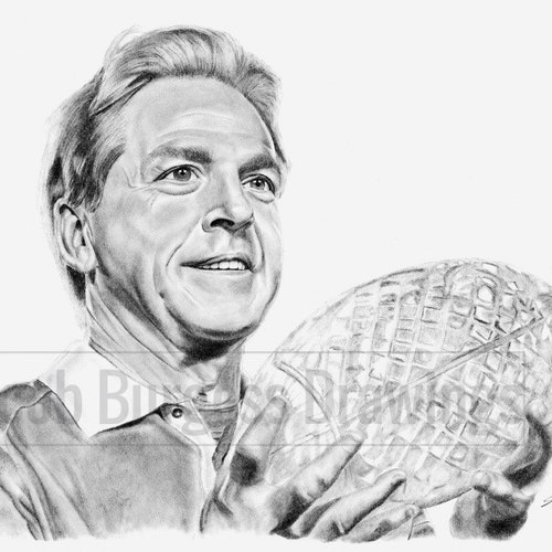 Nick Saban 11x14 Pencil Drawing Print Alabama Crimson Tide - Etsy