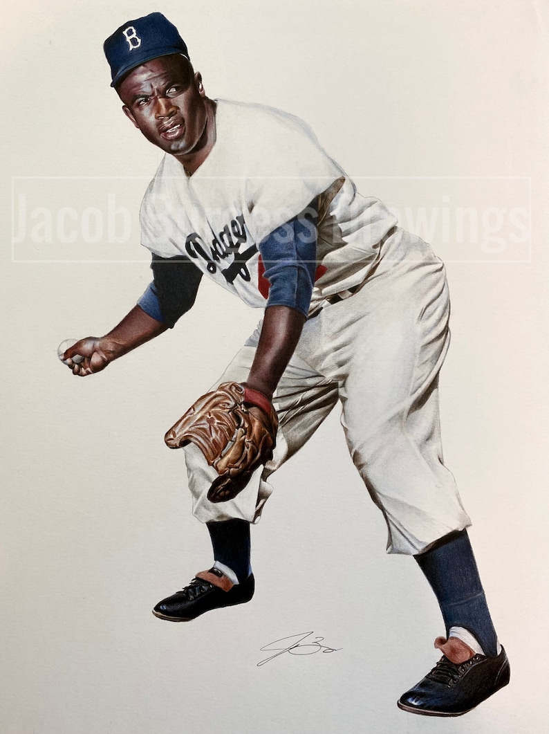Jackie Robinson Colored Pencil Drawing Limited Edition - Etsy