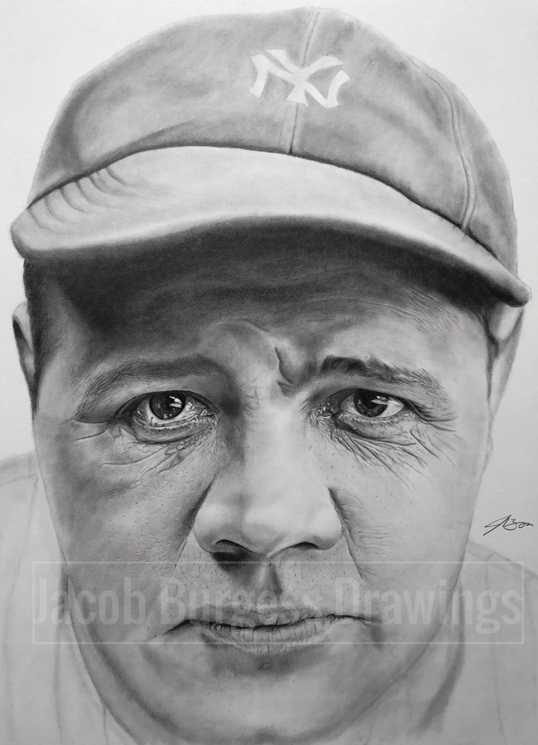 Babe Ruth 11"x14" Print of Pencil Drawing Yankees Numbered to 300 - Etsy