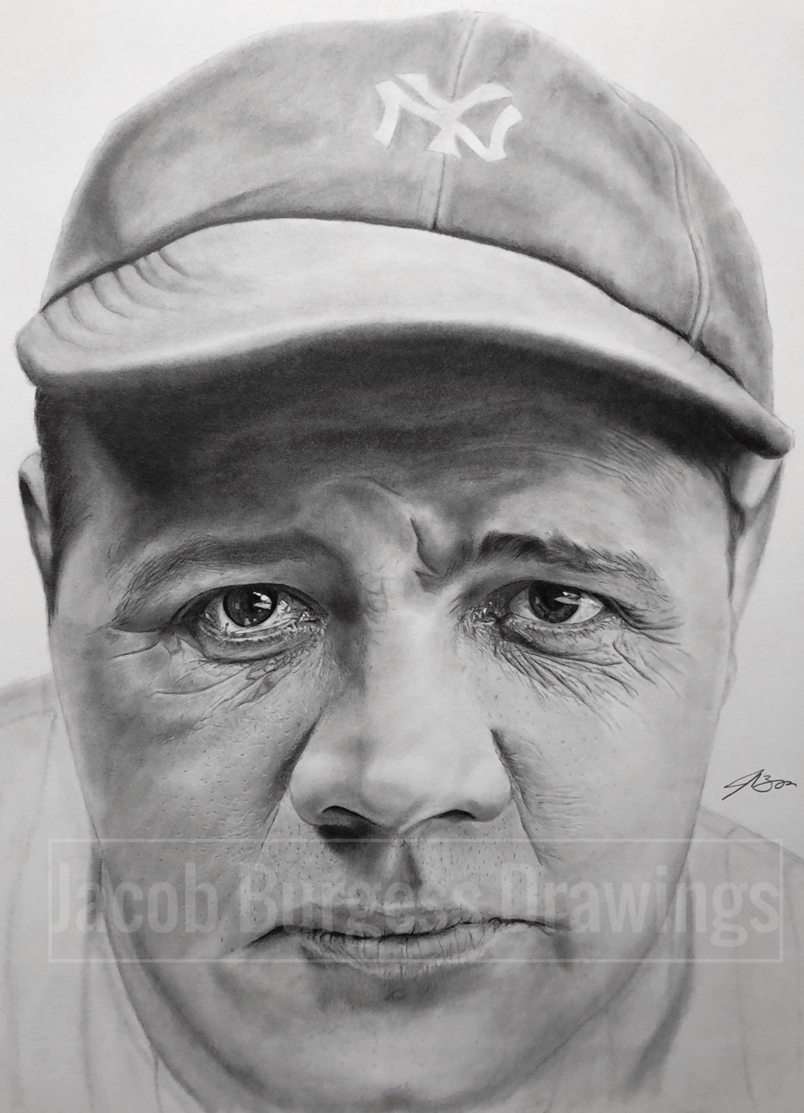 Babe Ruth 11"x14" Print of Pencil Drawing Yankees Numbered to 300 - Etsy