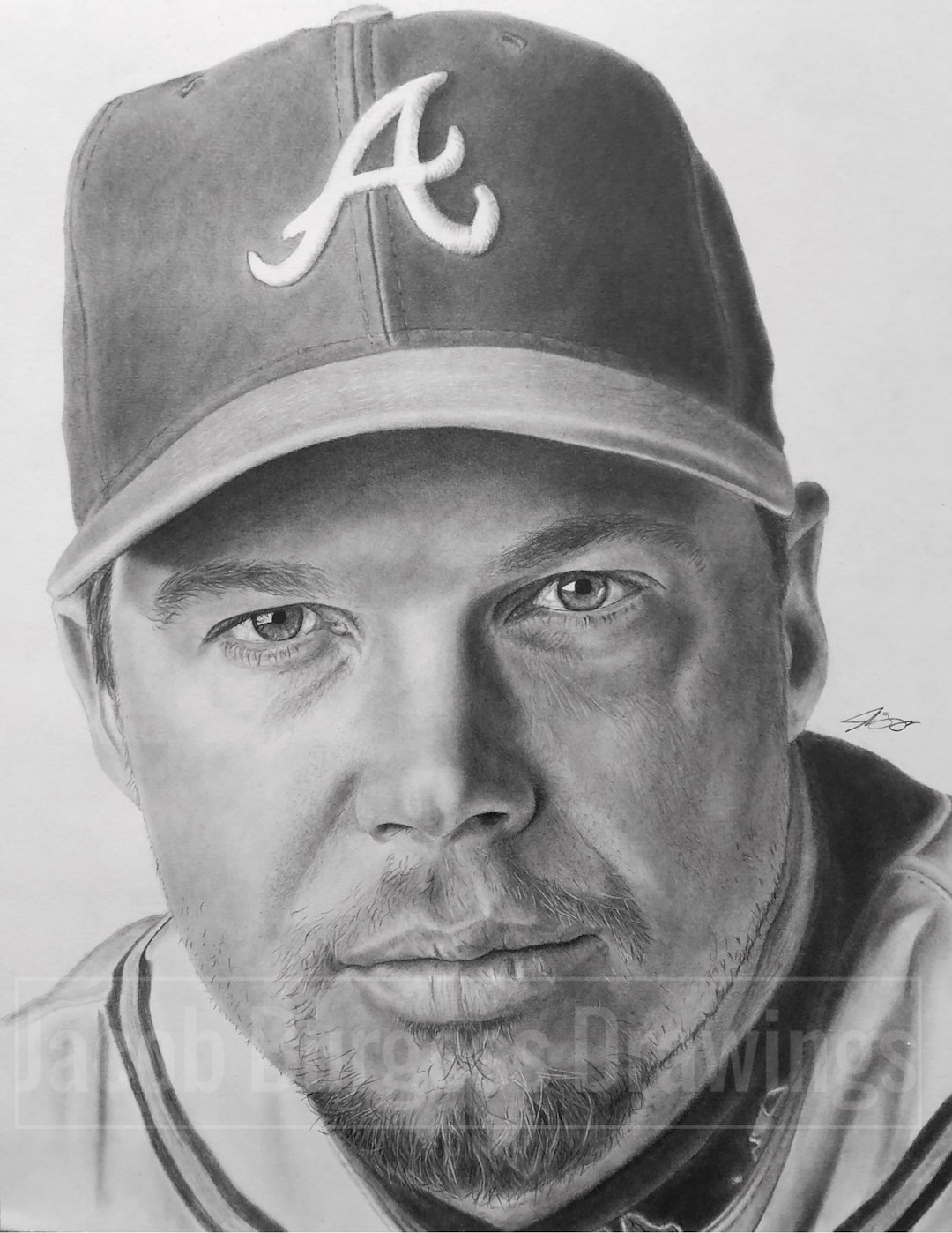 Chipper Jones 11"x14" Pencil Drawing Print Numbered to 300 - Etsy