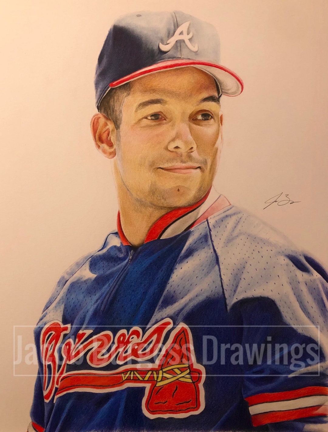 David Justice Colored Pencil Original Drawing Print #d to 300 - Etsy