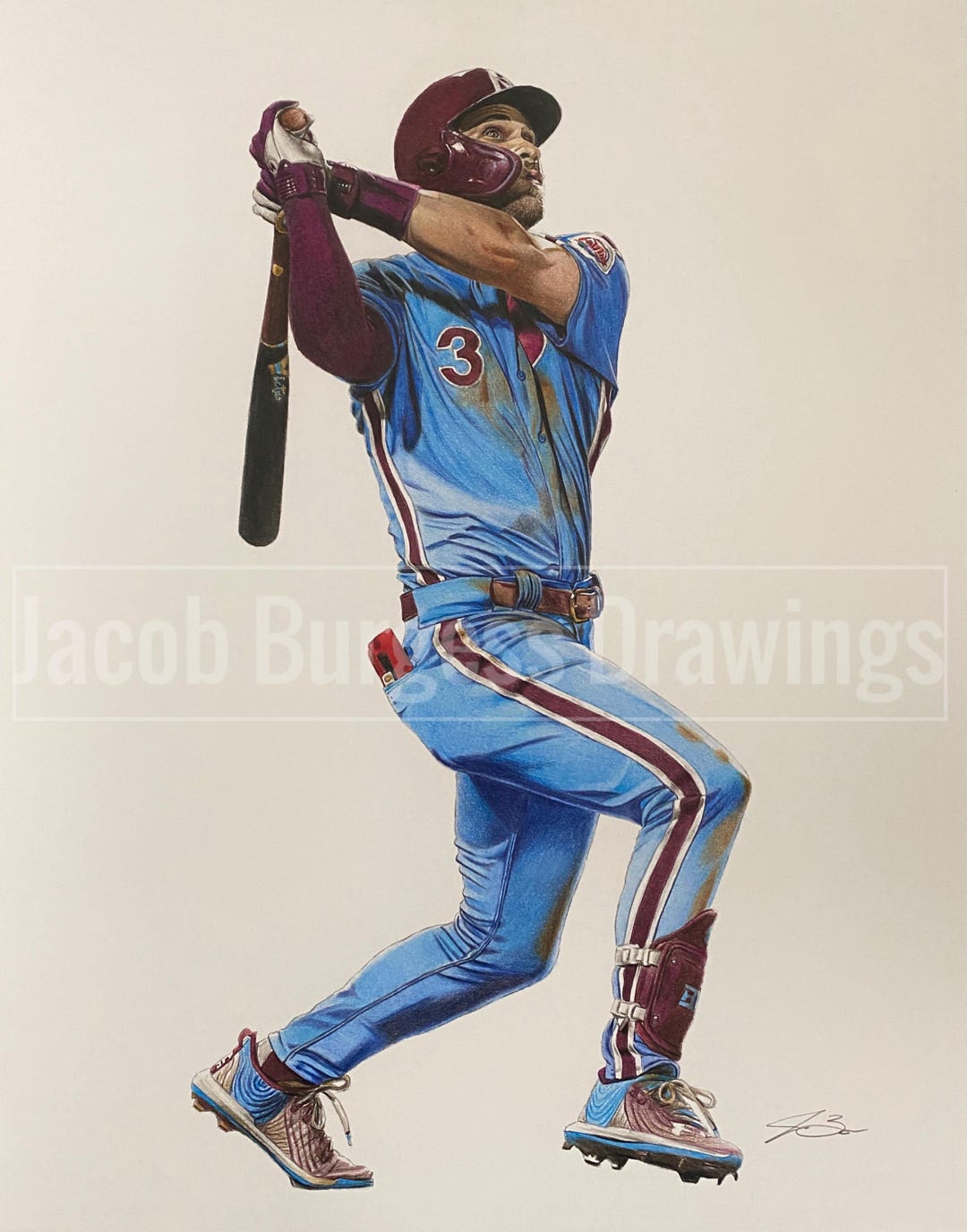 Bryce Harper Grand Slam Colored Pencil Drawing Limited Edition Print #d ...