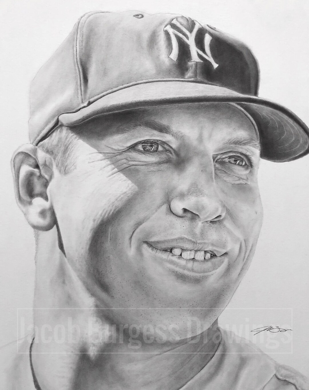Mickey Mantle Pencil Drawing Print 11"x14" Numbered to 300 - Etsy