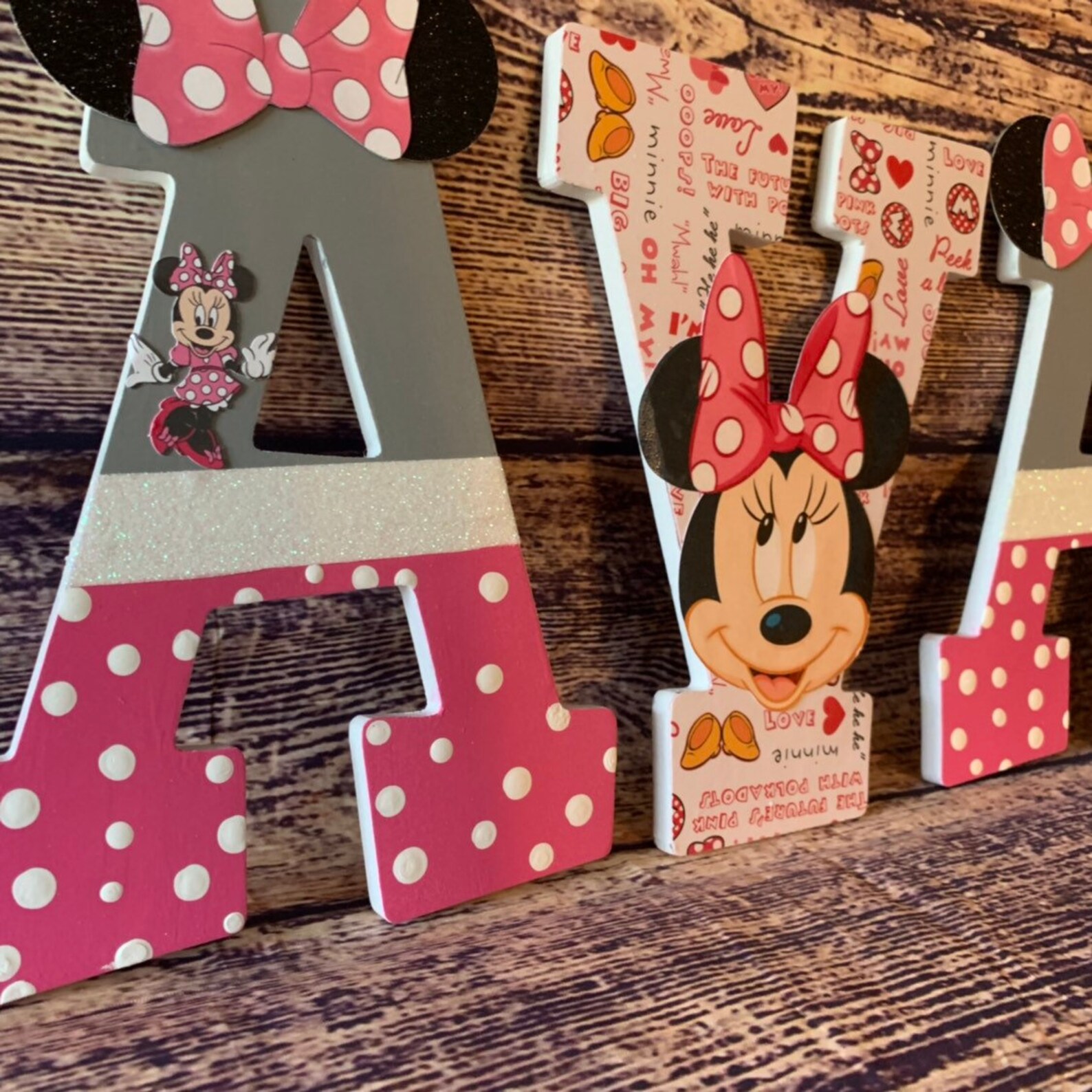Minnie Mouse Themed Letters, Minnie Mouse Decor, Girl Wall Decor ...