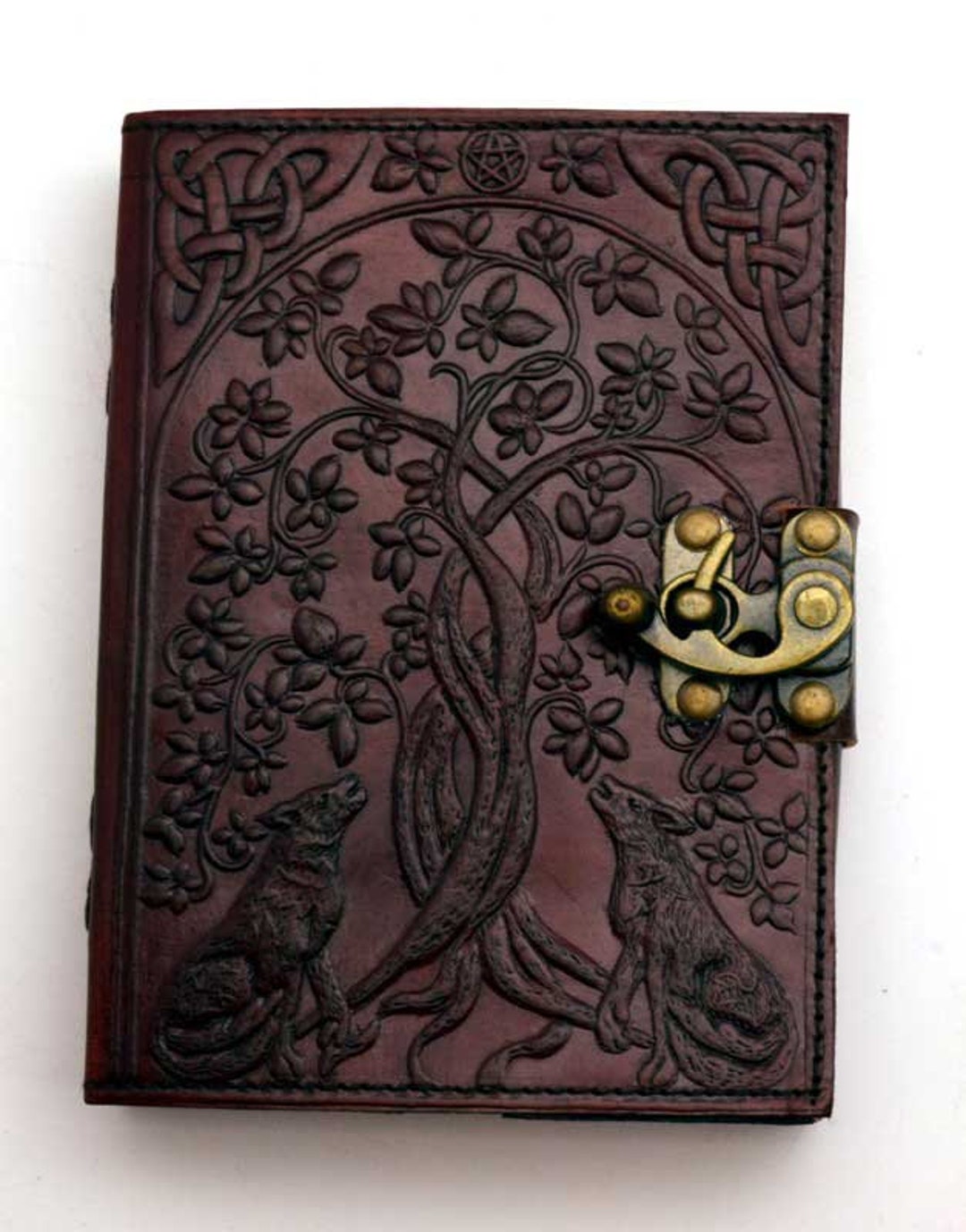 5 X 7 Wolf & Tree of Life Altar Journal W/ Latch Sacred Writing Occult ...